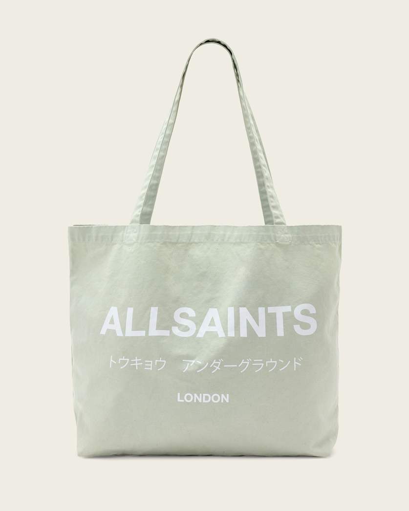 Underground Logo Printed Tote Bag POWDERED GREEN | ALLSAINTS